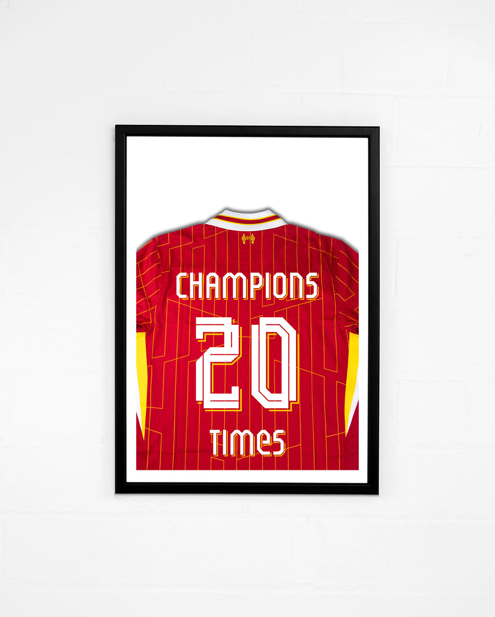 Liverpool 20 Times Shirt Poster - Champions Art Print | Kop Clobber