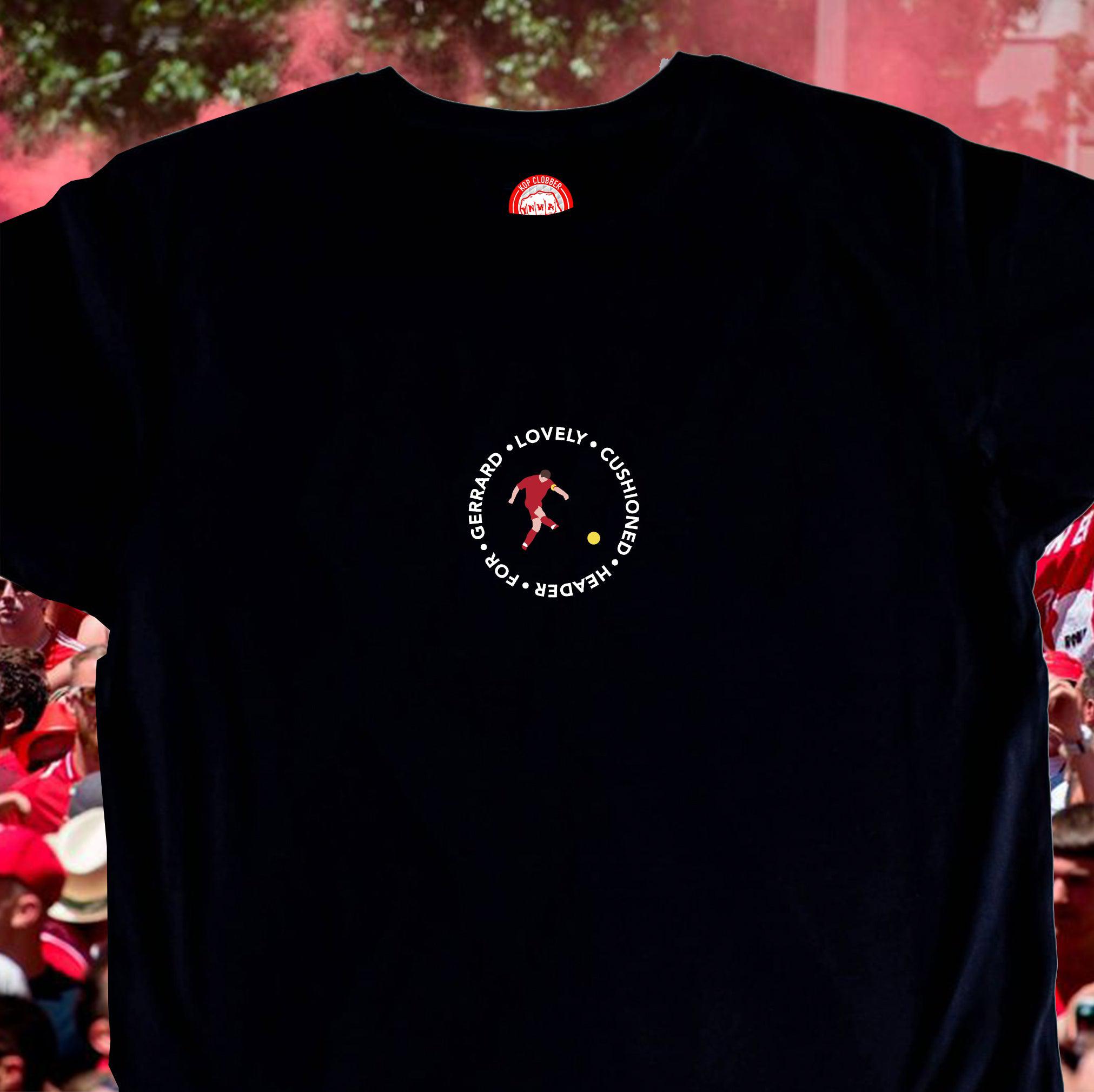 Lovely Cushioned Header for Gerrard Embroidered T-Shirt | Kop Clobber