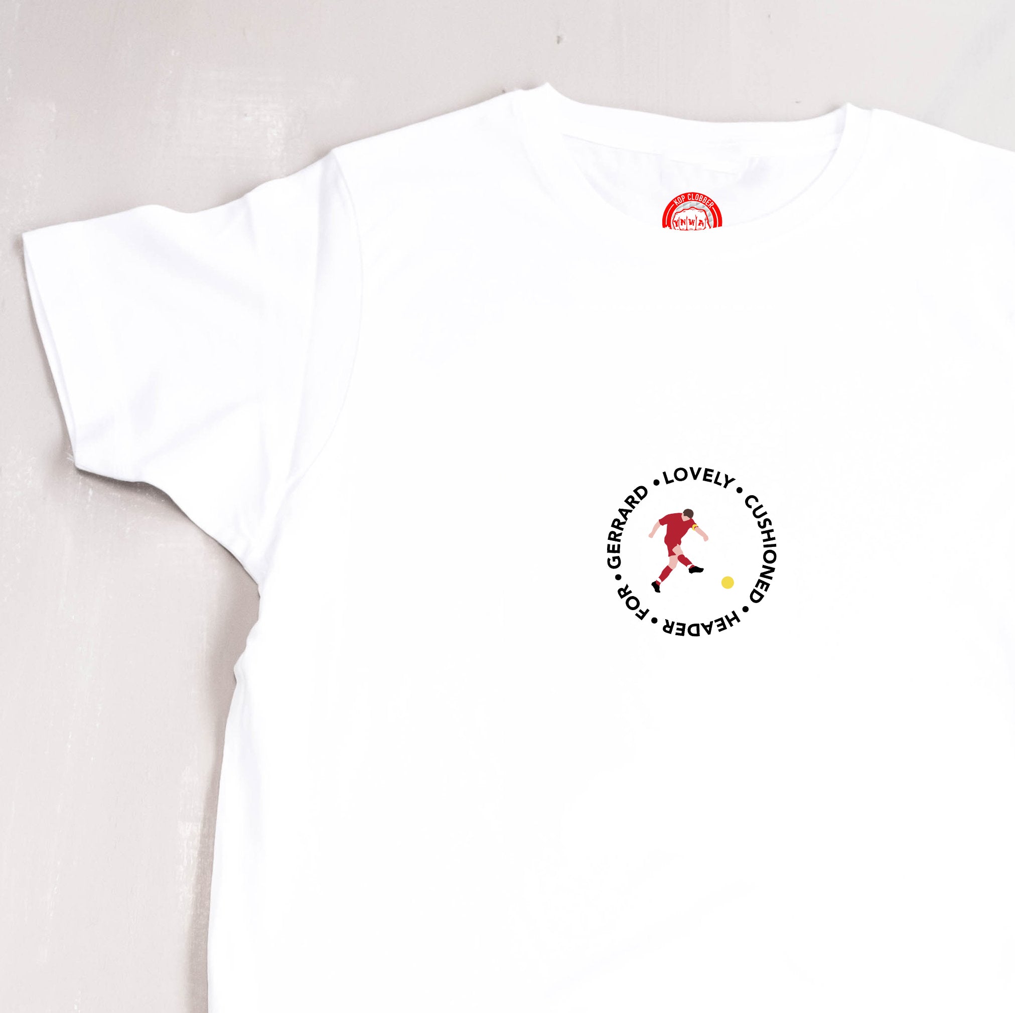 Lovely Cushioned Header for Gerrard Embroidered T-Shirt | Kop Clobber